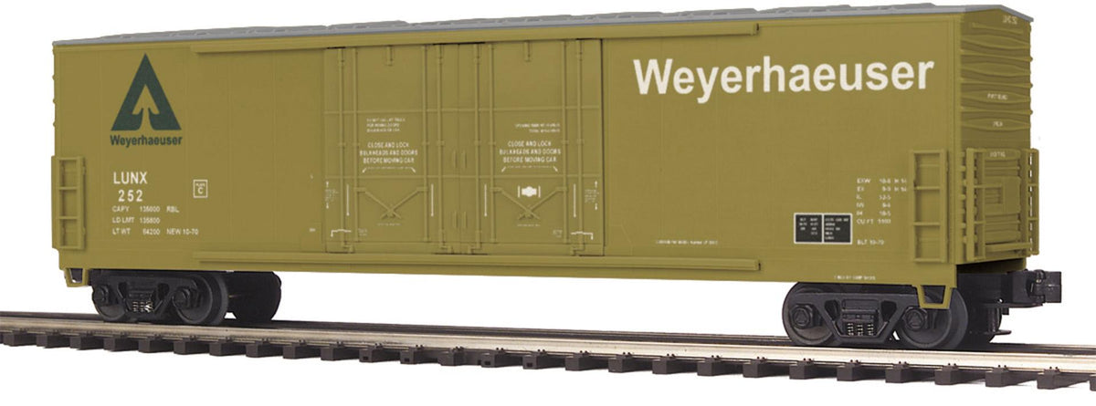 MTH 20-93113 Weyerhaeuser 50' Dbl. Door Plugged Boxcar – TrainCellar