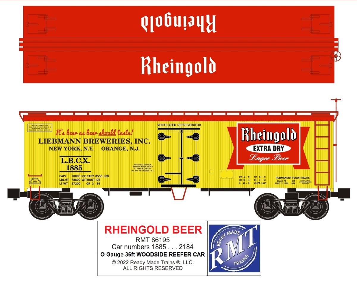 RMT-86195 O Rheingold Beer Woodside Reefer – TrainCellar