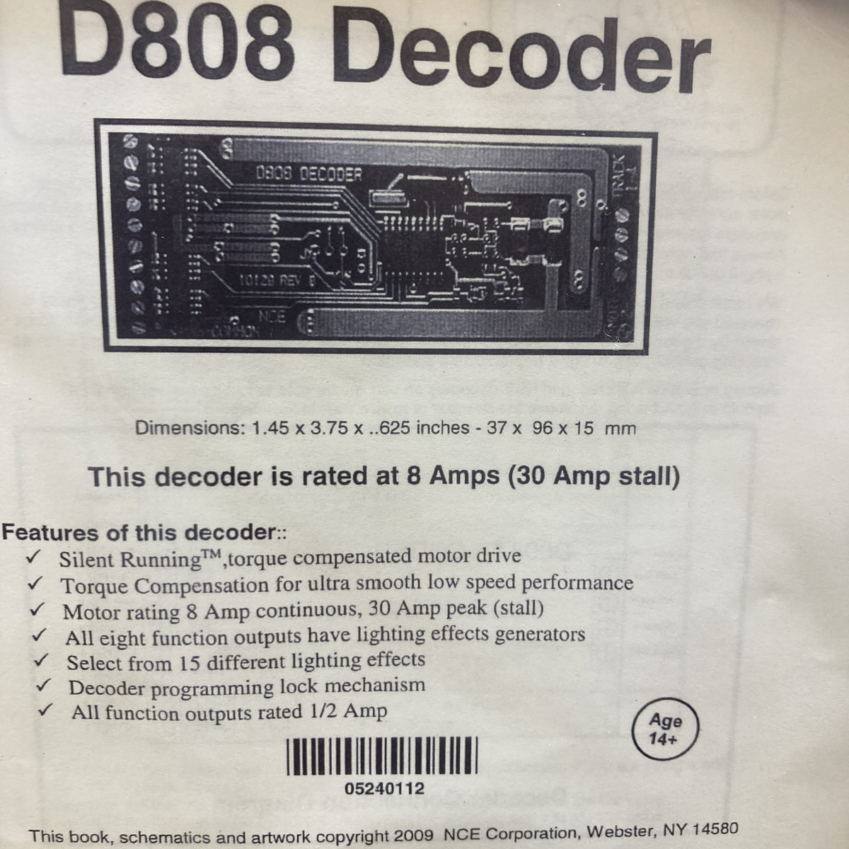 NCE D808 DECODER – TrainCellar